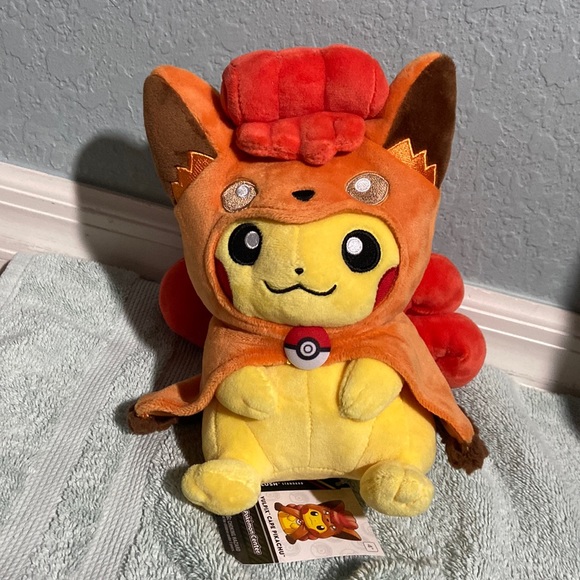 Pokemon | Toys | Nwt 27 Pokmon Pikachu Wearing Vulpix Poncho Cape Plush ...